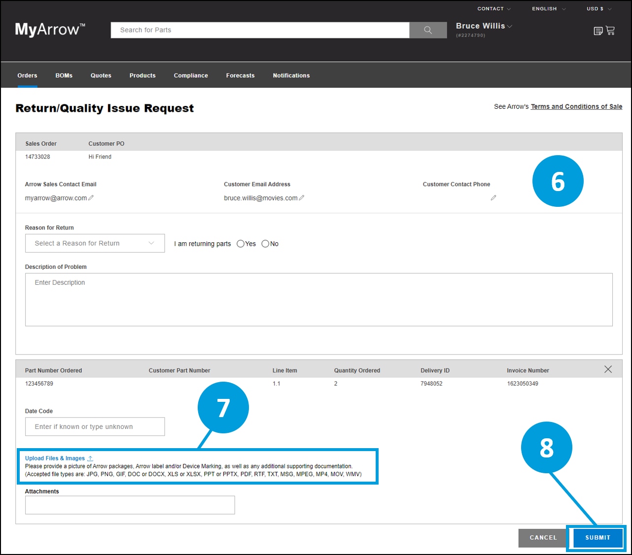 MyArrow Training - Request a Return or Quality Issue