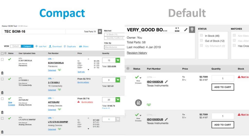 MyArrow Training - Compact View for a Bill of Materials