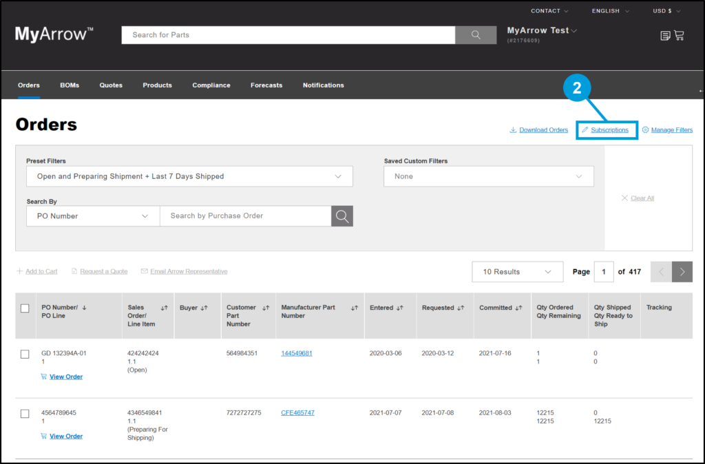 MyArrow Training - Subscribe to Automated Order Reports