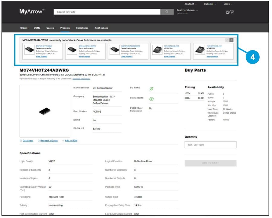 Part Search Cross Tool - MyArrow Updates